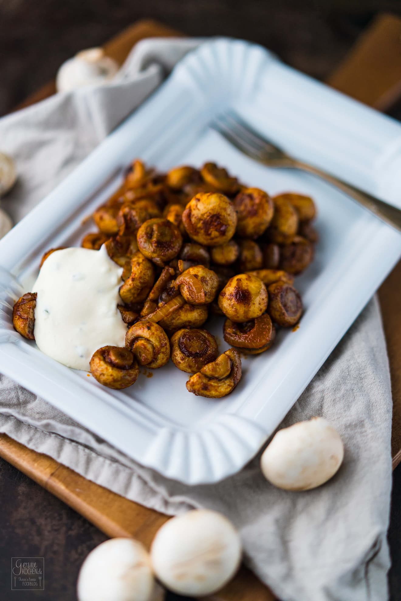 Rezept: Champignons mit Knoblauchsauce vom Weihnachtsmarkt